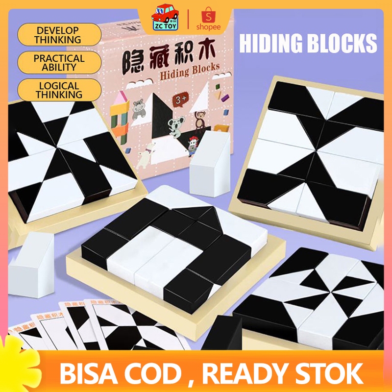 Jual ZCTOY Hiding Blocks 3D Geometri Puzzle Blok Basic Shape Mainan ...