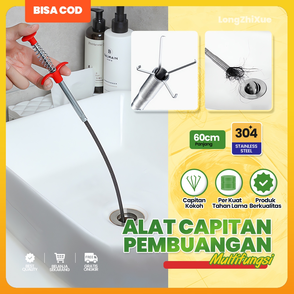 Jual Kawat Pembersih Kotoran Saluran Air Pipa WC Closet Kamar Mandi Wastafel Pencapit Selokan ...
