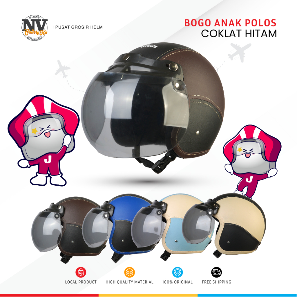 Jual Helm Bogo Anak Retro Klasik 2 3 4 5 6 7 Tahun Cewek Cowok Lucu Warna-Warni Kualitas Premium ...