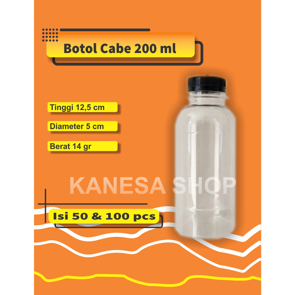 Jual Botol Plastik Cabe 200ml isi 20, 50 & 100pcs (Free Packing Kardus ...