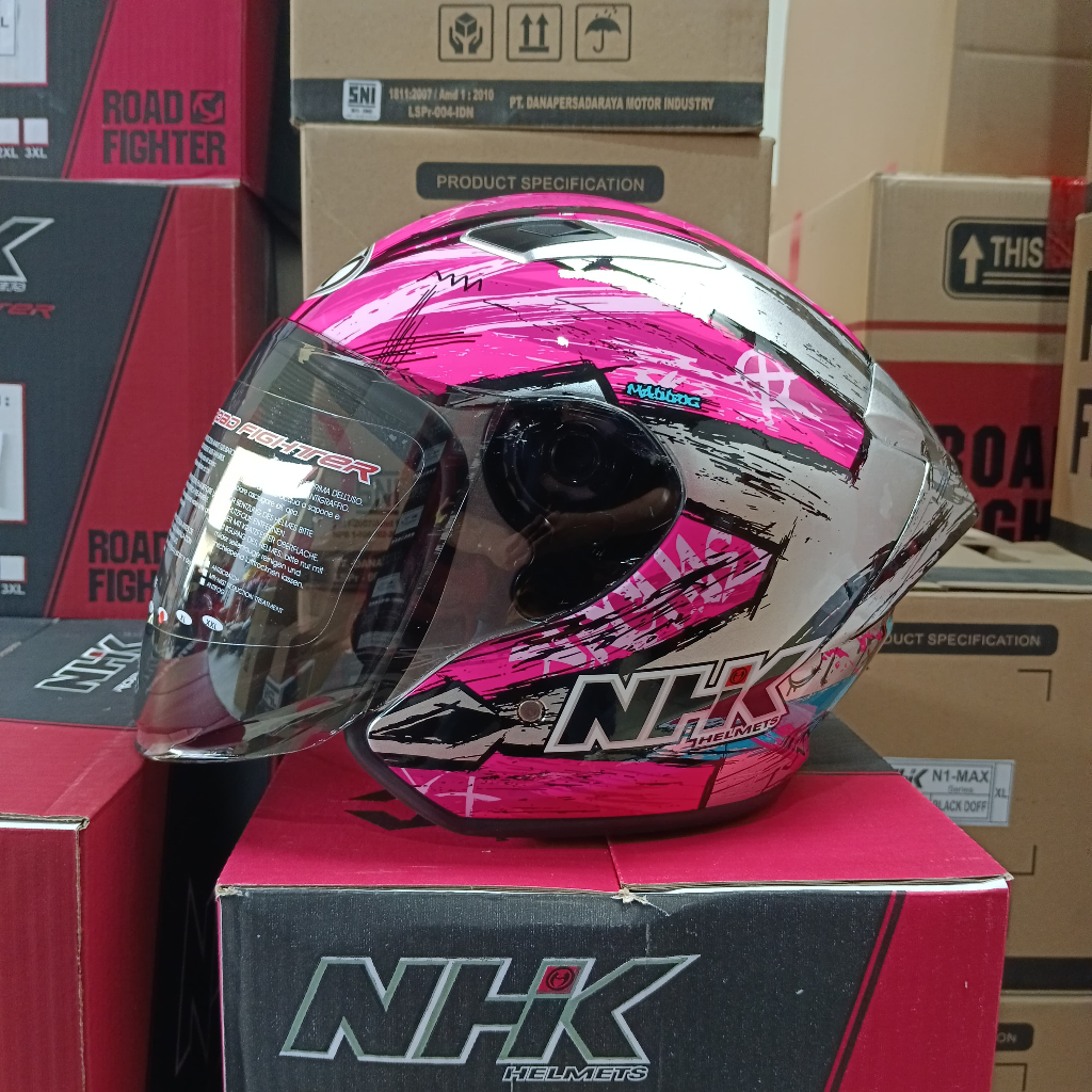 Jual NHK R1 ELITE RIDER REPLIKA ARCHIE CHROME SILVER ORIGINAL | HELM MOTOR HALF FACE R ONE ELIT ...