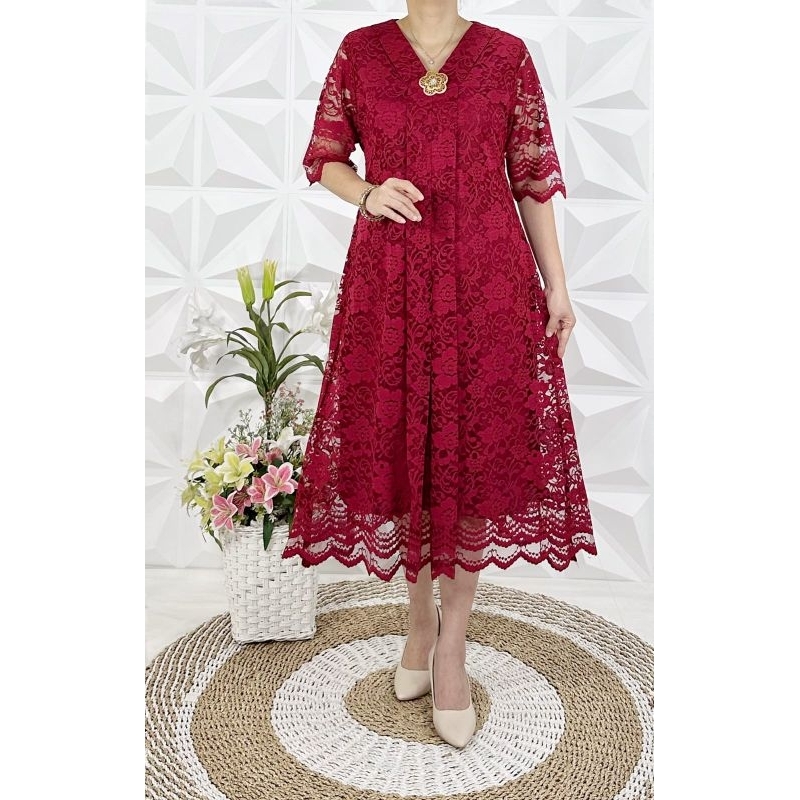 Jual LONG DRESS/FULL BROKAT LD96 -125CM/XL, XXL, JUMBO/FREE BROSS ...