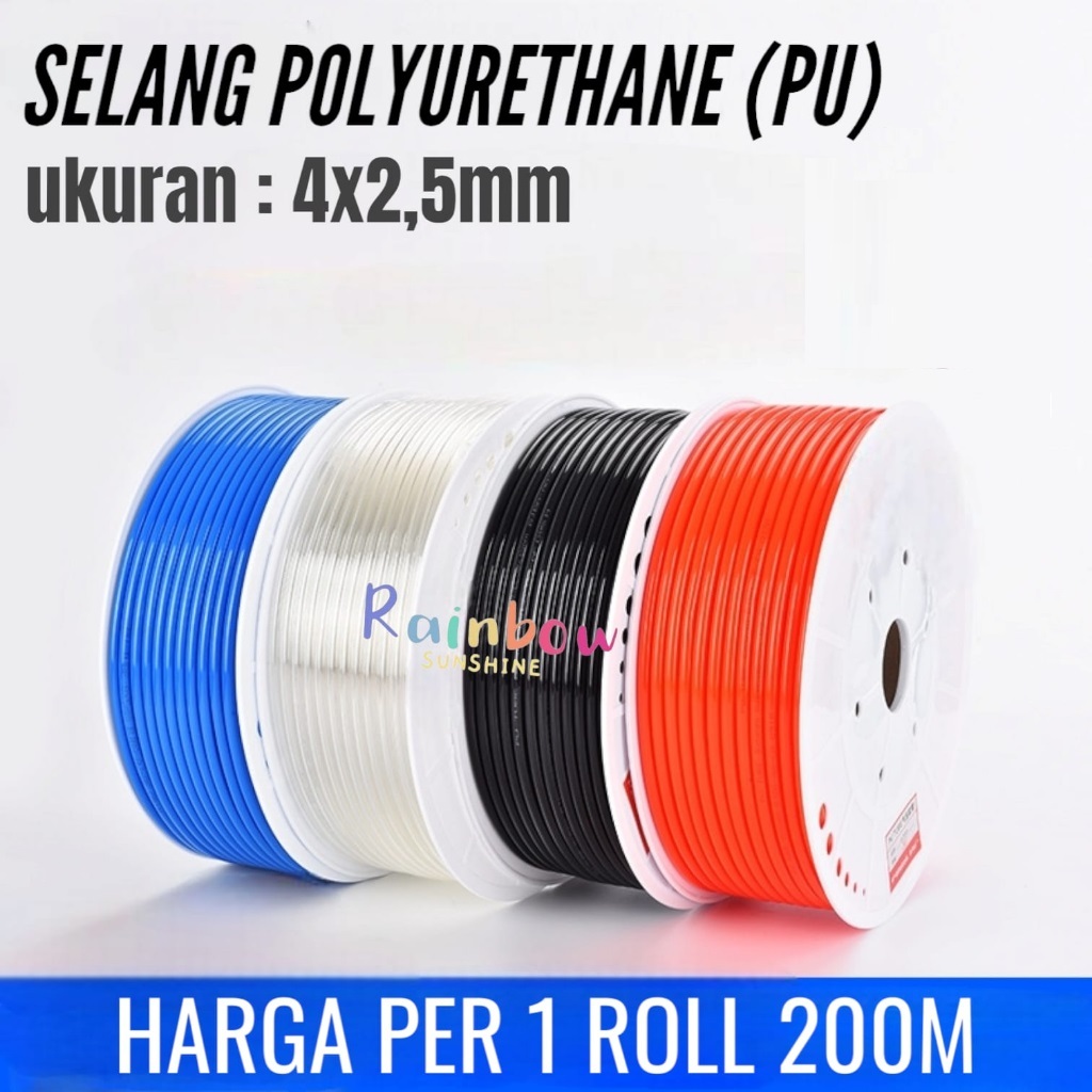 Jual SELANG ANGIN PNEUMATIC 4X2,5MM PU HOSE SELANG POLYURETHANE (PU) | Shopee Indonesia