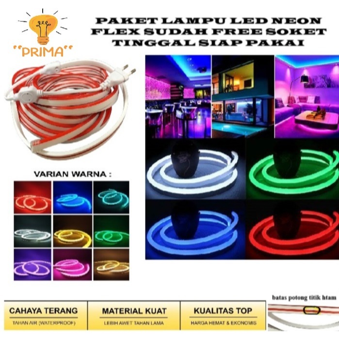 Jual Paket Lampu LED Neon Flexible AC 220V1m 2m 3m 4m 5m ( sudah free ...