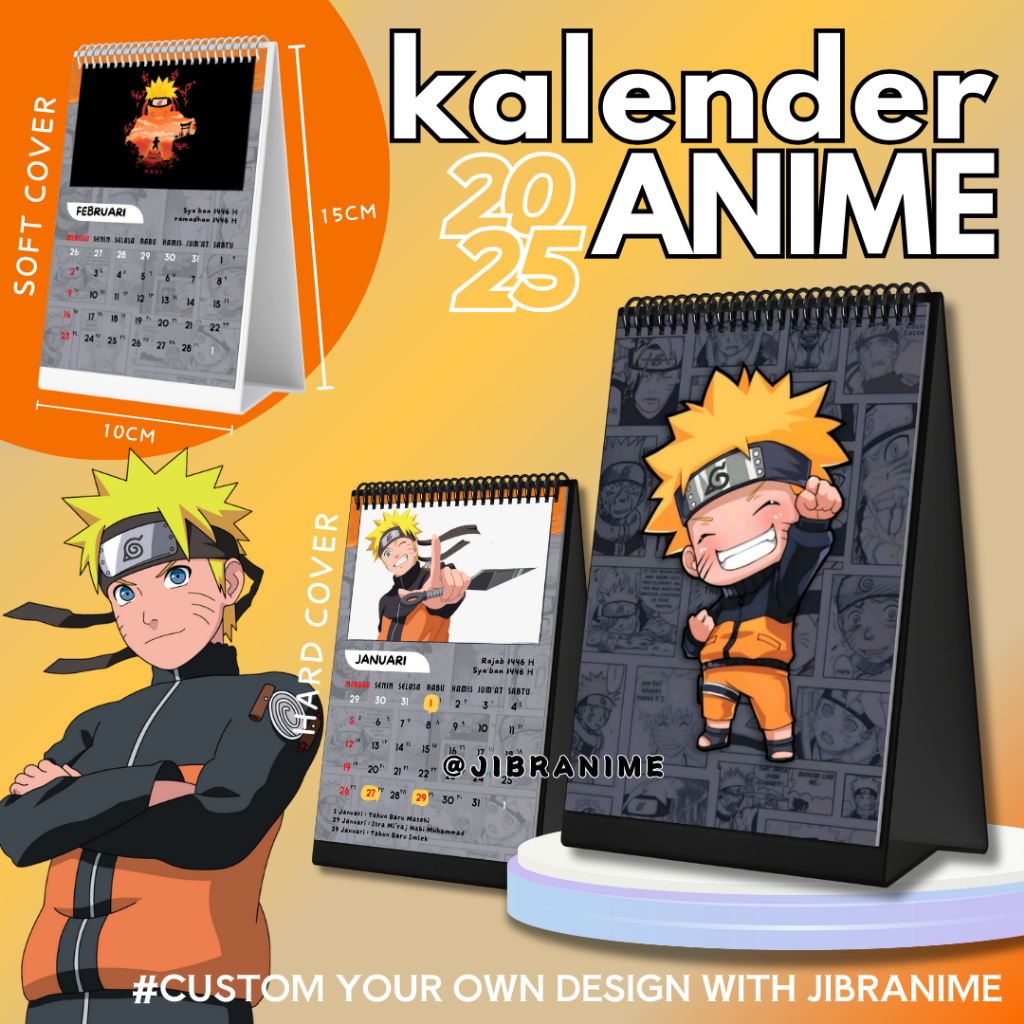 Jual Calendar / kalender meja 2025 anime Naruto Shippuden / Custom ...