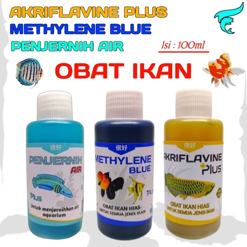Jual Obat ikan methylene blue akriflavine dan penjernih air isi 100ml untuk semua jenis ikan ...
