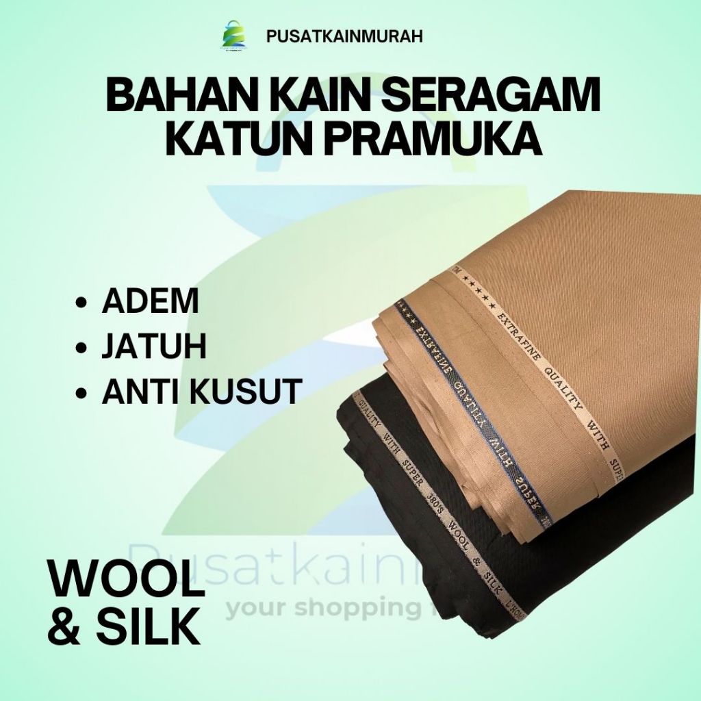 Jual Bahan Kain Pramuka Premium Wol&Silk Cashmere / Kain Pramuka ...