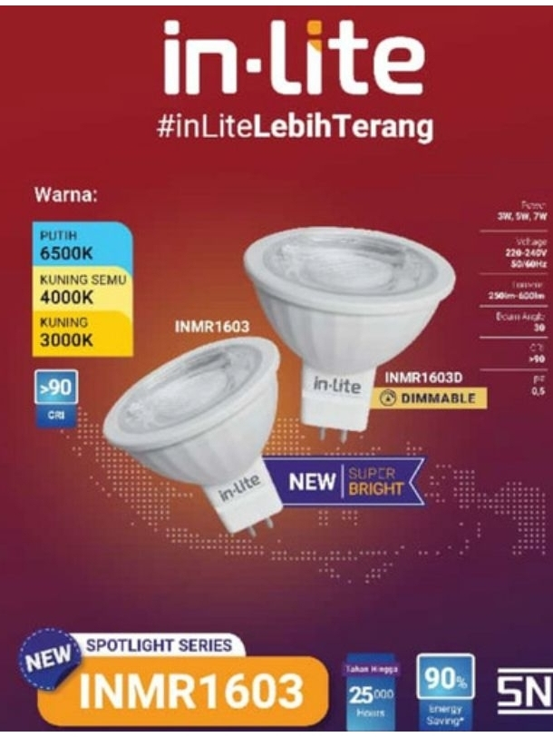 Jual INLITE LAMPU LED TUSUK SPOTLIGHT MR16 IN-lite INMR1603 5W MR16 3W ...