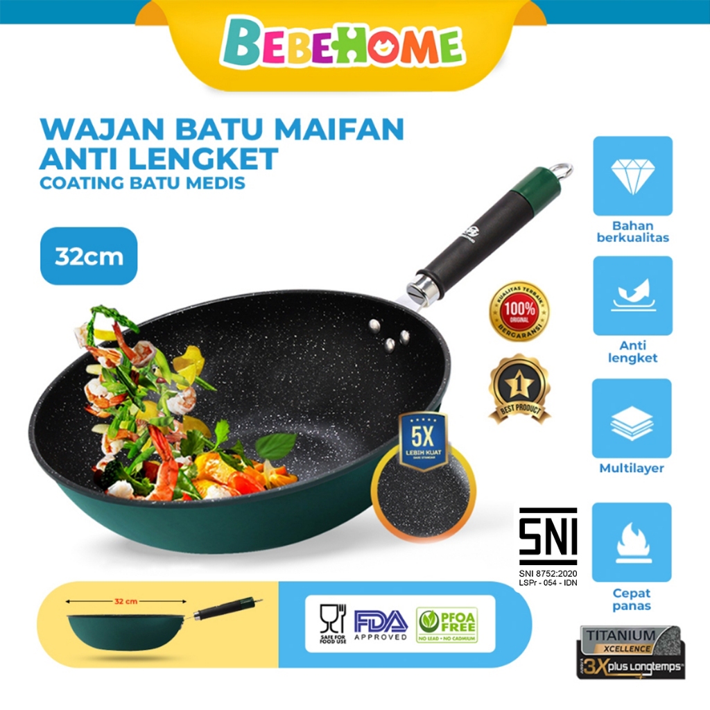 Jual Tifale By Bebehome Wajan Granit Batu Maifan Hitam | Teflon ...