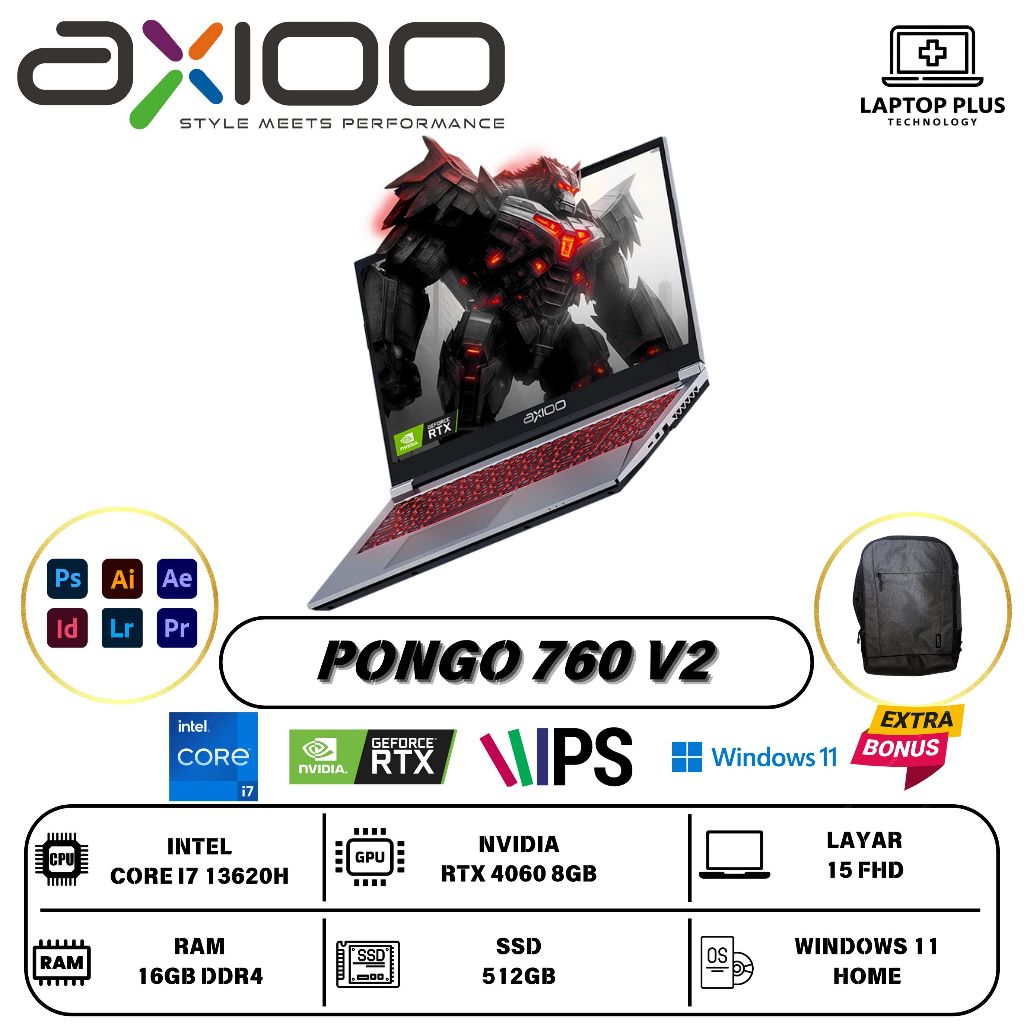 Jual Laptop Axioo Pongo 760 V2 RTX 4060 8GB I7 13620H 16GB 512GB FHD ...