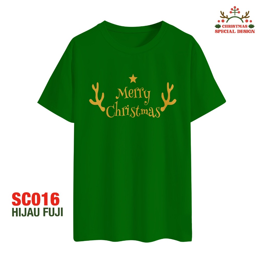 Jual Cyferisa Kaos Natal Tanduk Rusa Merry Christmas Keluarga Unisex Lengan Pendek Katun Combed ...