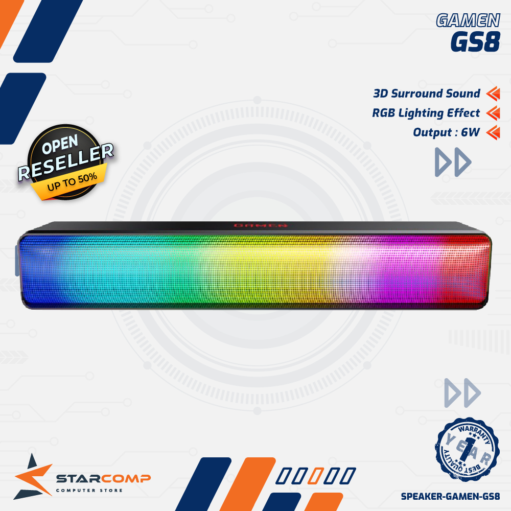 Jual Gamen GS8 / GS-8 Multimedia Soundbar Speaker Gaming RGB Garansi Resmi | Shopee Indonesia
