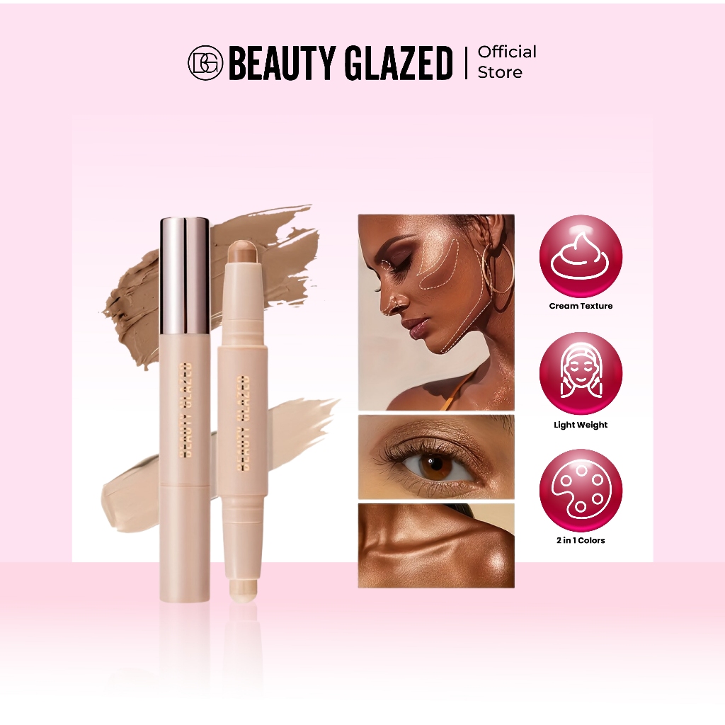 Jual BEAUTY GLAZED SHOW HIGHLIGHTER & CONTOUR DOUBLE-HEADED STICK BG8883 B 8883 | Shopee Indonesia