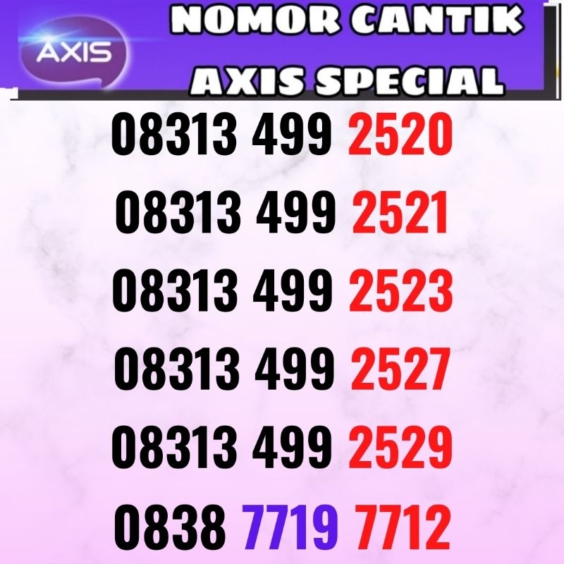 Jual NOMER CANTIK AXIS SPECIAL / KARTU PERDANA NOMOR CANTIK AXIS ...