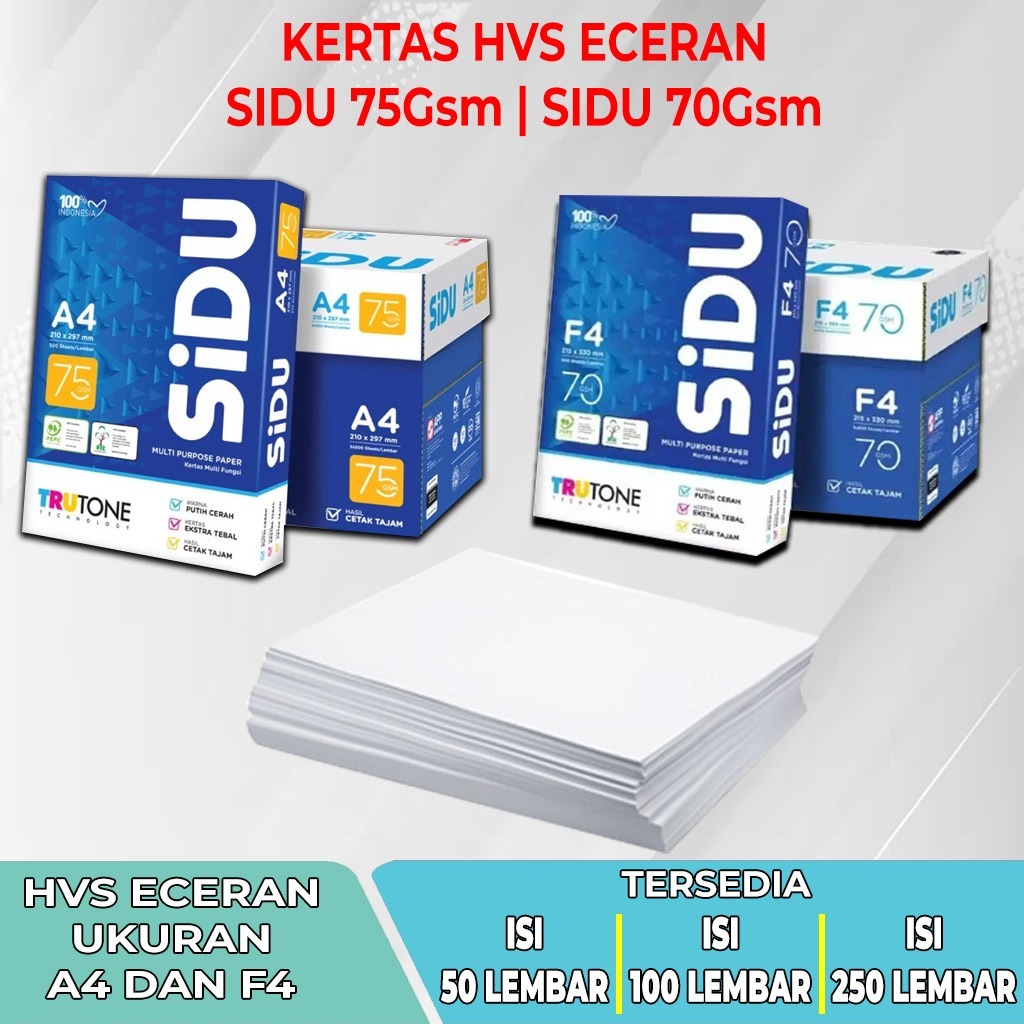 Jual [BISA INSTANT & COD] Kertas HVS ECERAN A4 / F4 Merk SIDU 75 ...