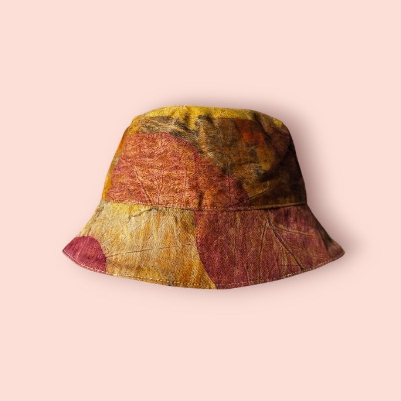 Jual bucket hat topi ecoprint batik warna alam motif cetak daun asli ...