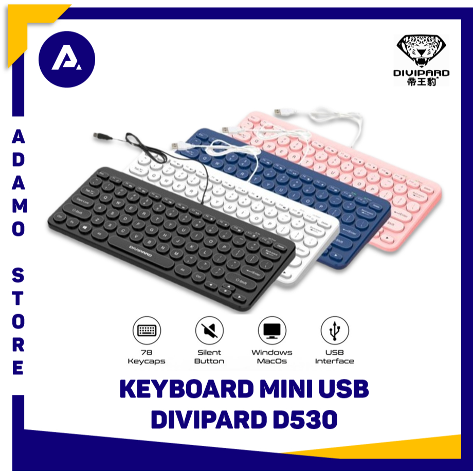 Jual Keyboard Mini Kabel USB Divipard D530 Simple Mini Punk FN ...