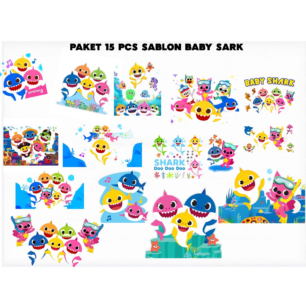 Jual SABLON DTF BABY SHARK PAKET 15 PCS | Shopee Indonesia