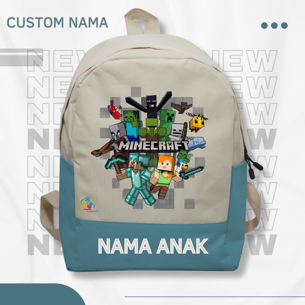 Jual Tas Ransel Backpack Anak Game Minecraft - Tas backpack Sekolah Anak SD TK (FREE NAMA ...