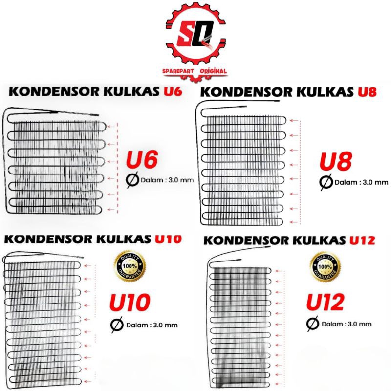 Jual 1 DUS (10 Pcs) Kondensor Tembaga Kulkas Showcase Freezer Box SEMUA MEREK U6-U8-U10-U12 ...