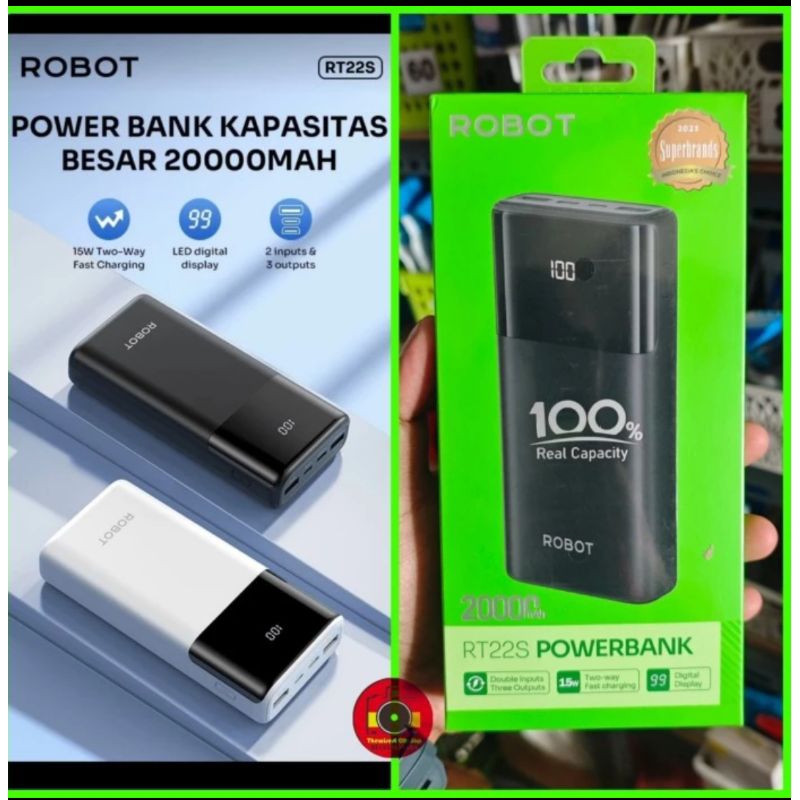 Jual Powerbank ROBOT RT22S 20000mAh PD 15W Triple Output USB-A & Type-C ...