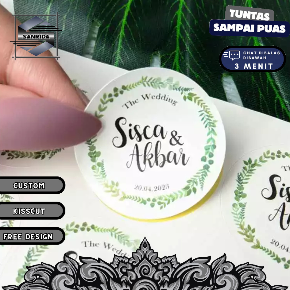 Jual 2-4 Sticker Wedding Souvenir Stiker Pernikahan Custom Ucapan Nikah ...