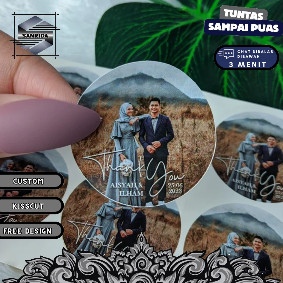 Jual 2-4 Sticker Wedding Souvenir Stiker Pernikahan Custom Sanrida ...