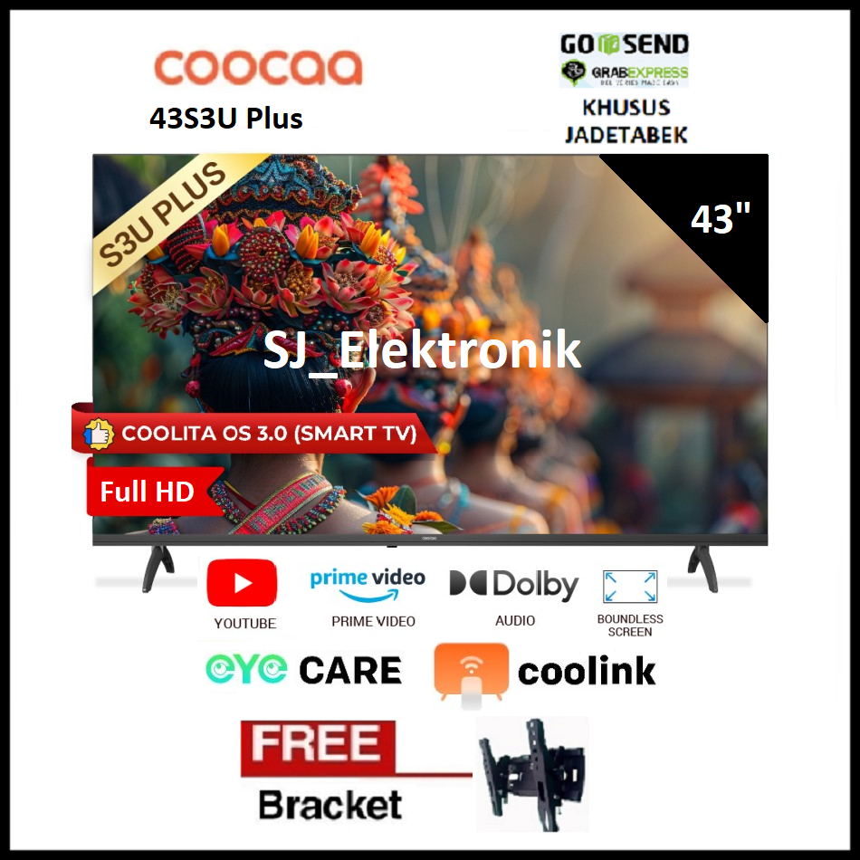 Jual Braket + CooCaa 43S3U Plus Smart FHD DVB-T2 | LED TV 43 Inch ...