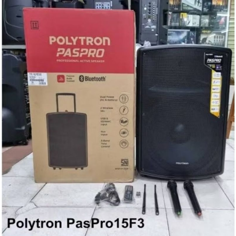 Jual POLYTRON PASPRO-15F3 SPEAKER AKTIF PORTABLE 15 INCH PASPRO15F3 ...