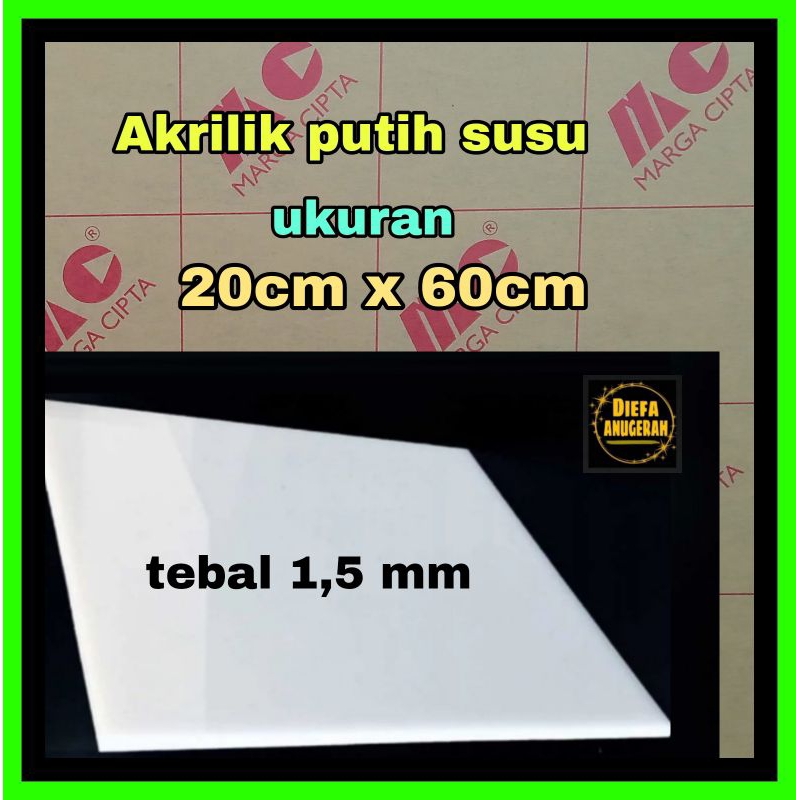 Jual Akrilik putih susu 1,5mm ukuran 20x60/Acrylic lembaran putih | Shopee Indonesia
