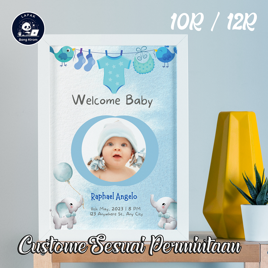 Jual Cetak Foto Biodata Bayi plus Bingkai Ukuran 10R atau 12R Tema Custom | Shopee Indonesia