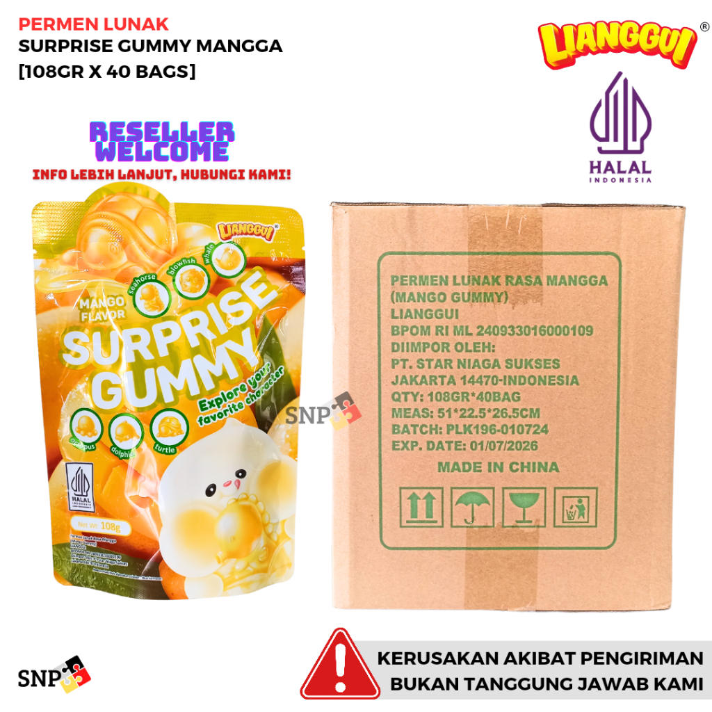 Jual LIANGGUI PERMEN LUNAK SURPRISE GUMMY 108 GRAM [1 DUS, ISI 40 BAGS ...