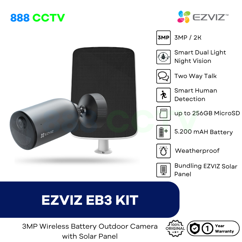 Jual EZVIZ EB3 3MP 2K Battery Smart CCTV Wifi Camera Outdoor 5.200mAh | Shopee Indonesia