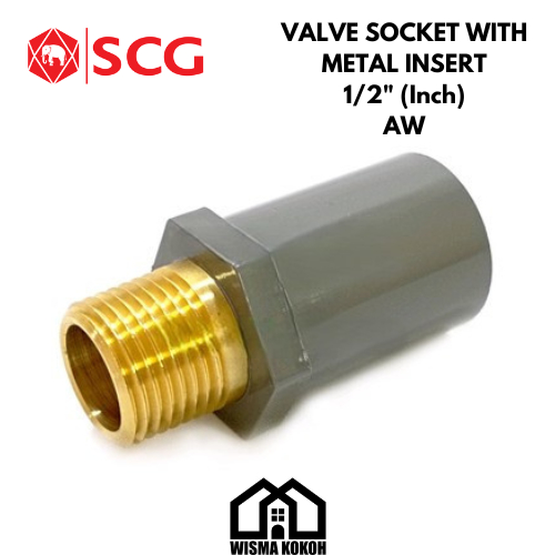 Jual SCG VALVE SOCKET WITH METAL INSERT / SOK DRAT LUAR KUNINGAN PVC 1/ ...
