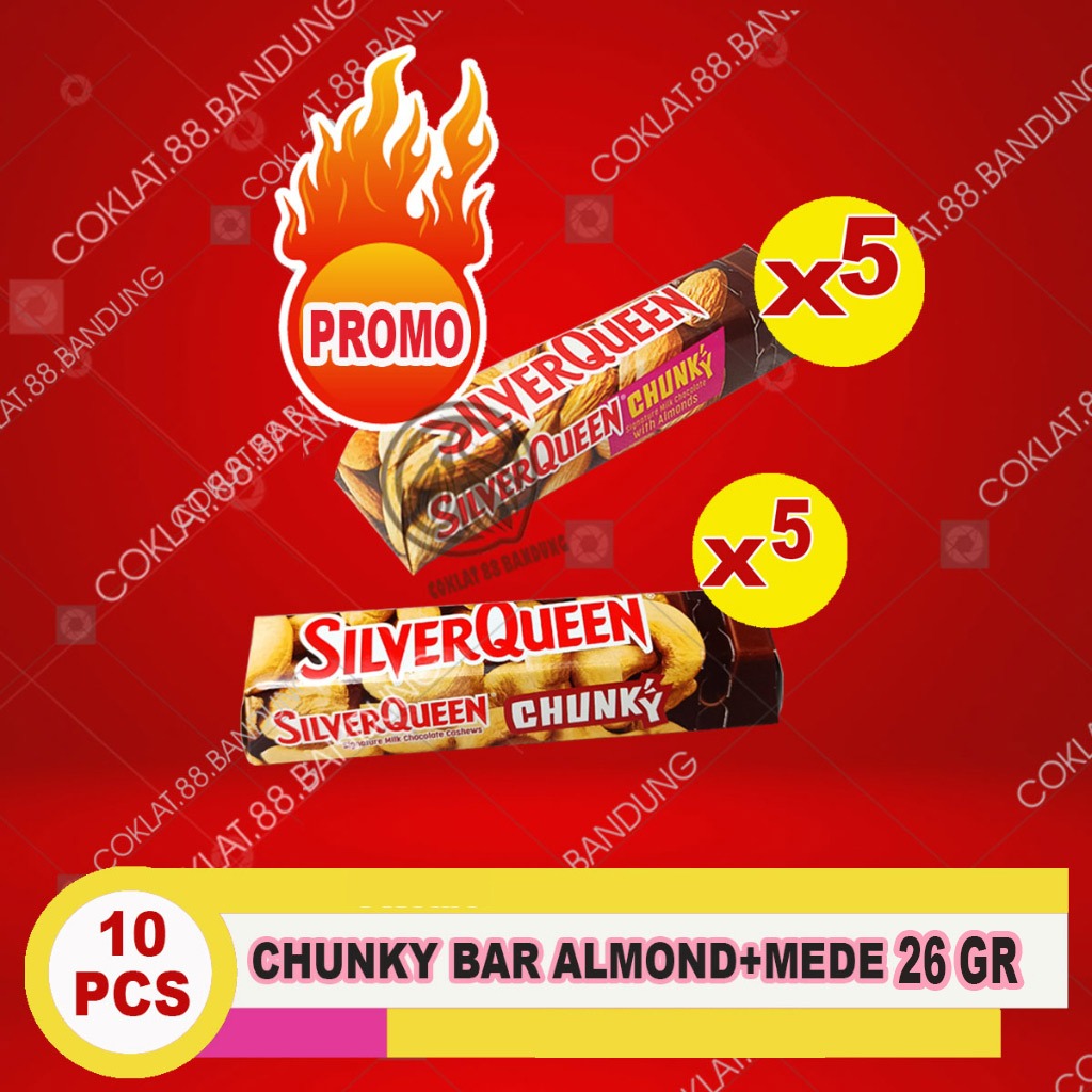 Jual SilverQueen Chunky Bar Mini Isi 10 x 26gr - Coklat Almond & Mede ...