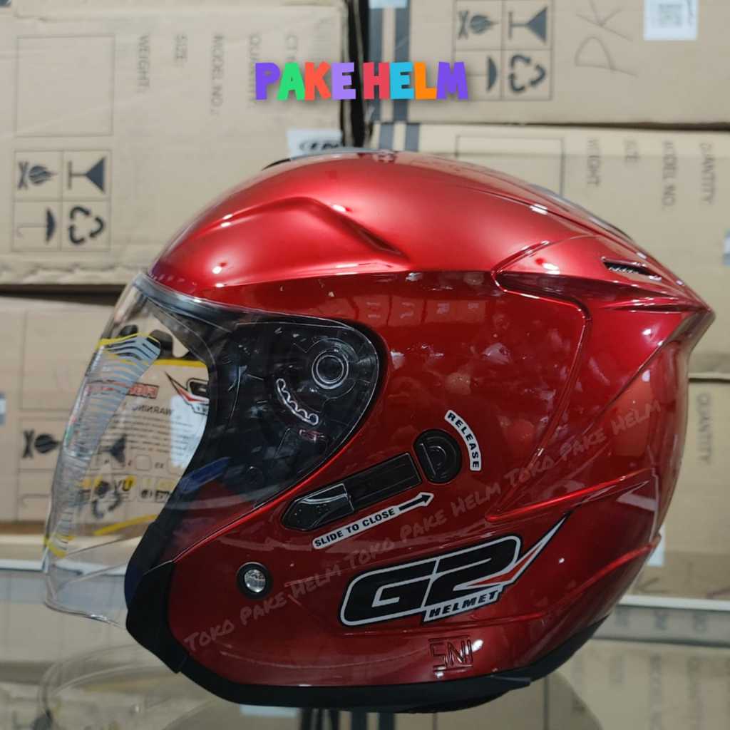 Jual HELM G2 OPTIMAX MERAH MARUN HALF FACE DOUBLE VISOR MURAH | Shopee ...