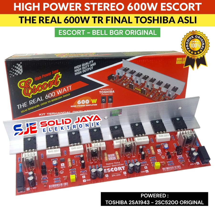 Jual KIT POWER AMPLIFIER ESCORT 600W MURNI STEREO TR TRANSISTOR FINAL TOSHIBA REAL ASLI 2SC5200 ...