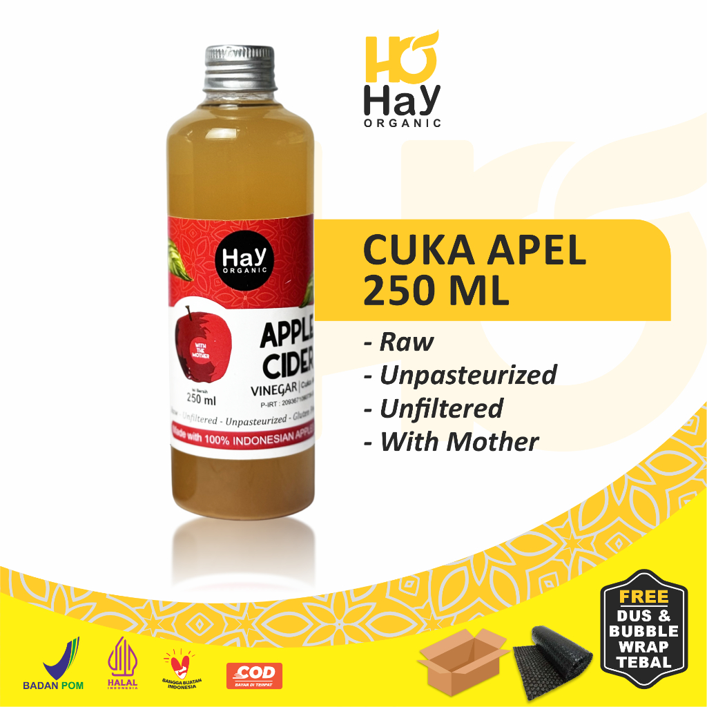 Jual Hay Organic - Cuka Apel Organik 250 ml Apple Cider Vinegar With ...