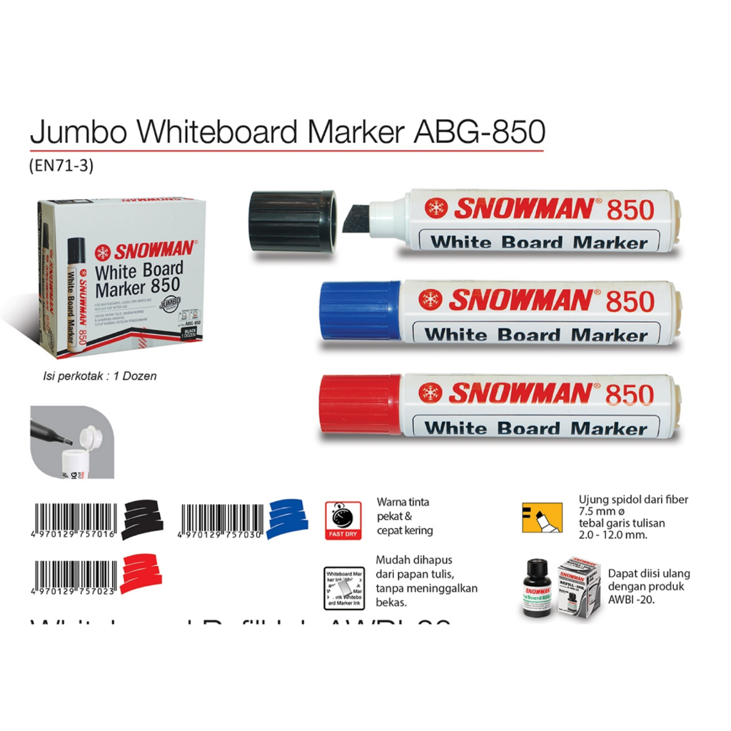 Jual Spidol Snowman Besar Jumbo White Board 850 (ABG-850) (Per Satuan ...