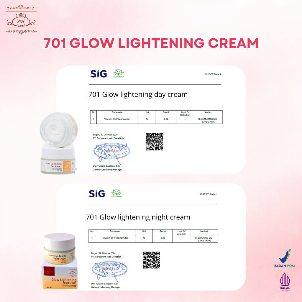 Jual 701 Glow Lightening Day and Night Cream With 4x Lightening Vit E ...