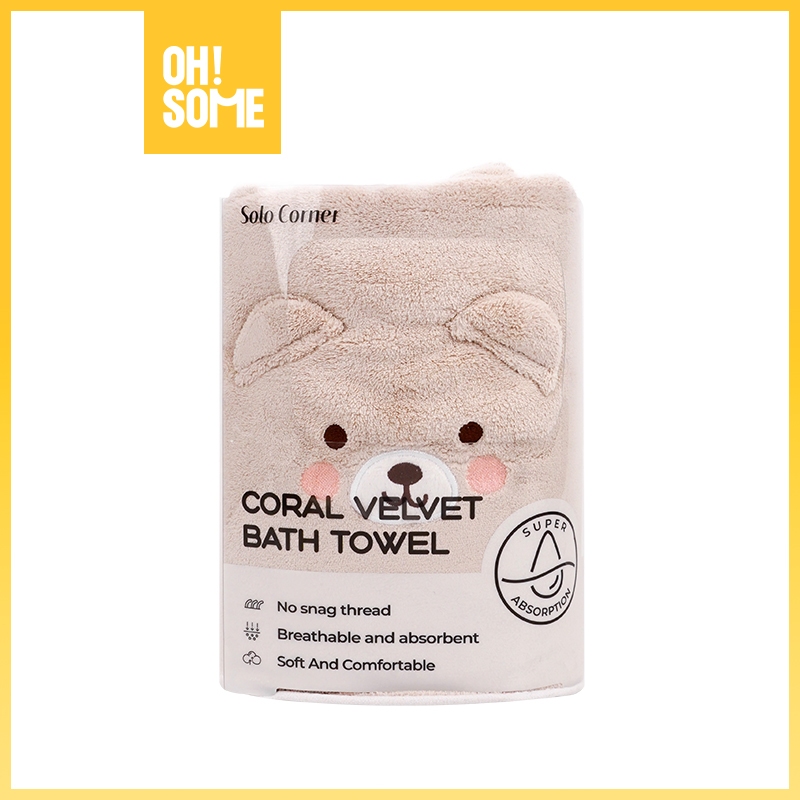 Jual OHSOME - Solo Corner Coral Velvet Bath Towel Handuk Mandi Animal ...