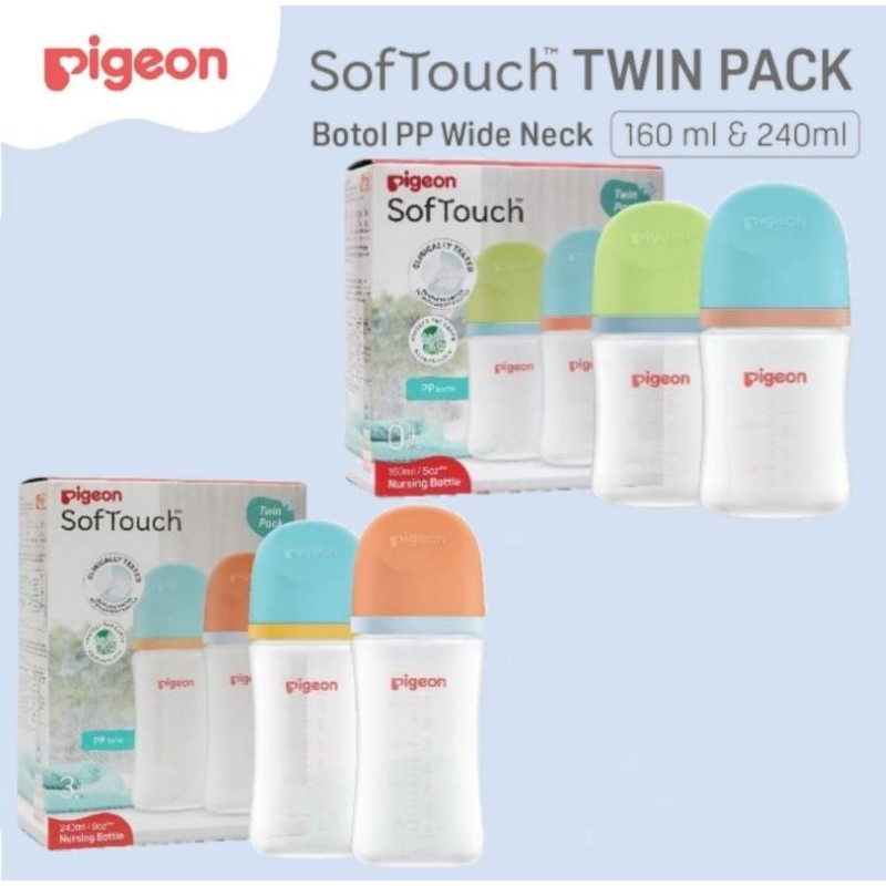 Jual Pigeon Botol BPP Wide Neck Twin Pack 160ml dan 240ml With Softouch Nipple isi 2 pcs ...