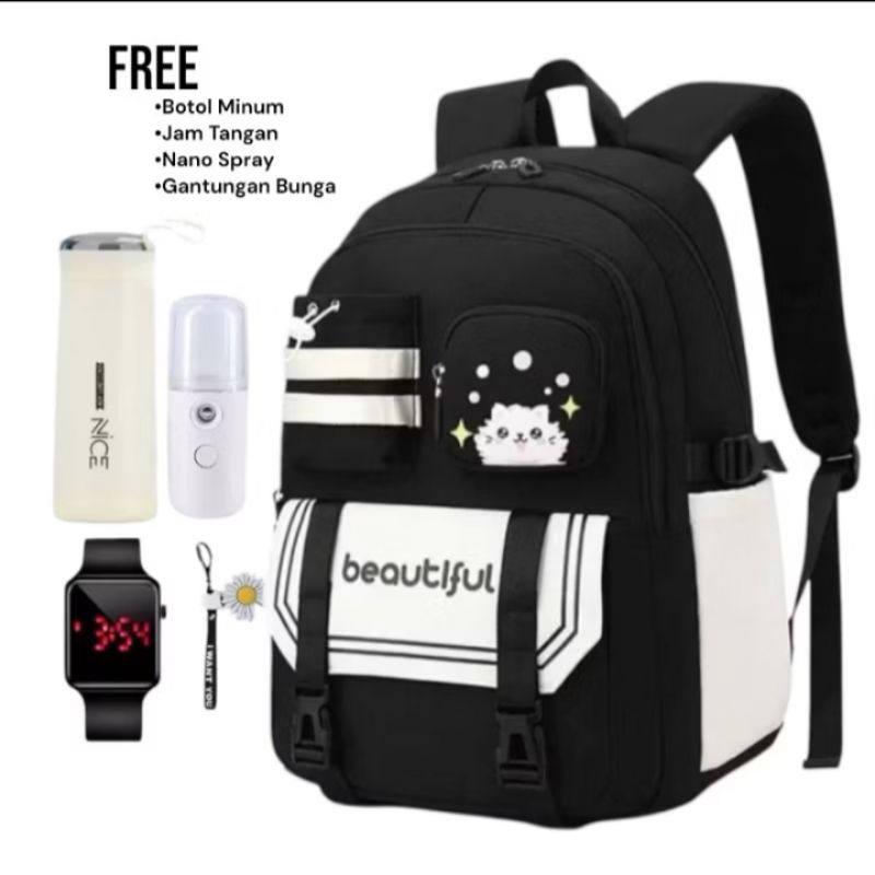 Jual Tas Ransel Sekolah Anak Perempuan 5IN1 Motif beautiful BackpacK Anak Sekolah SD SMP Tas ...