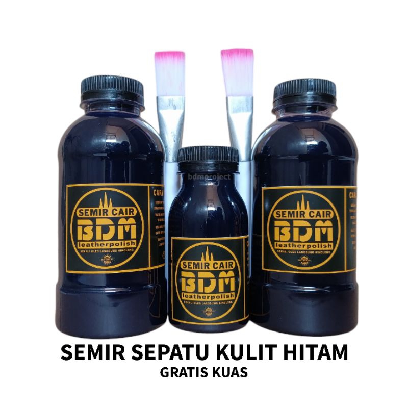 Jual Semir Cair Kulit Hitam 250ml / semir sepatu PDL PDH Gratis kuas ...