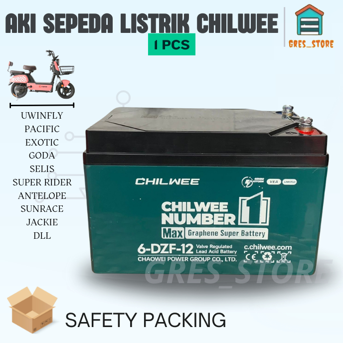 Jual AKI SEPEDA LISTRIK aki motor listrik CHILWEE 6 DZF-12 ORIGINAL12V ...