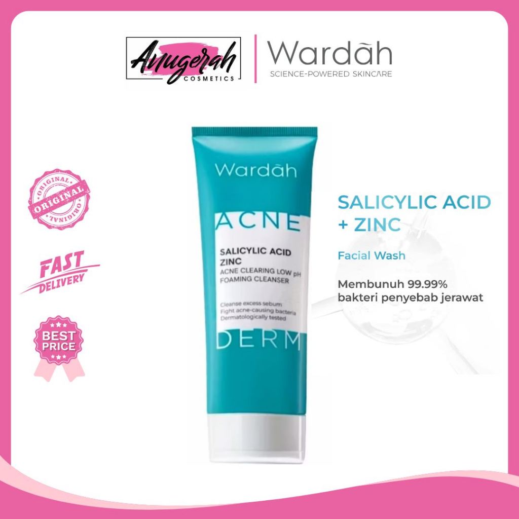Jual Wardah Acnederm Salicylic Acid Zinc Acne Clearing Low pH Foaming ...