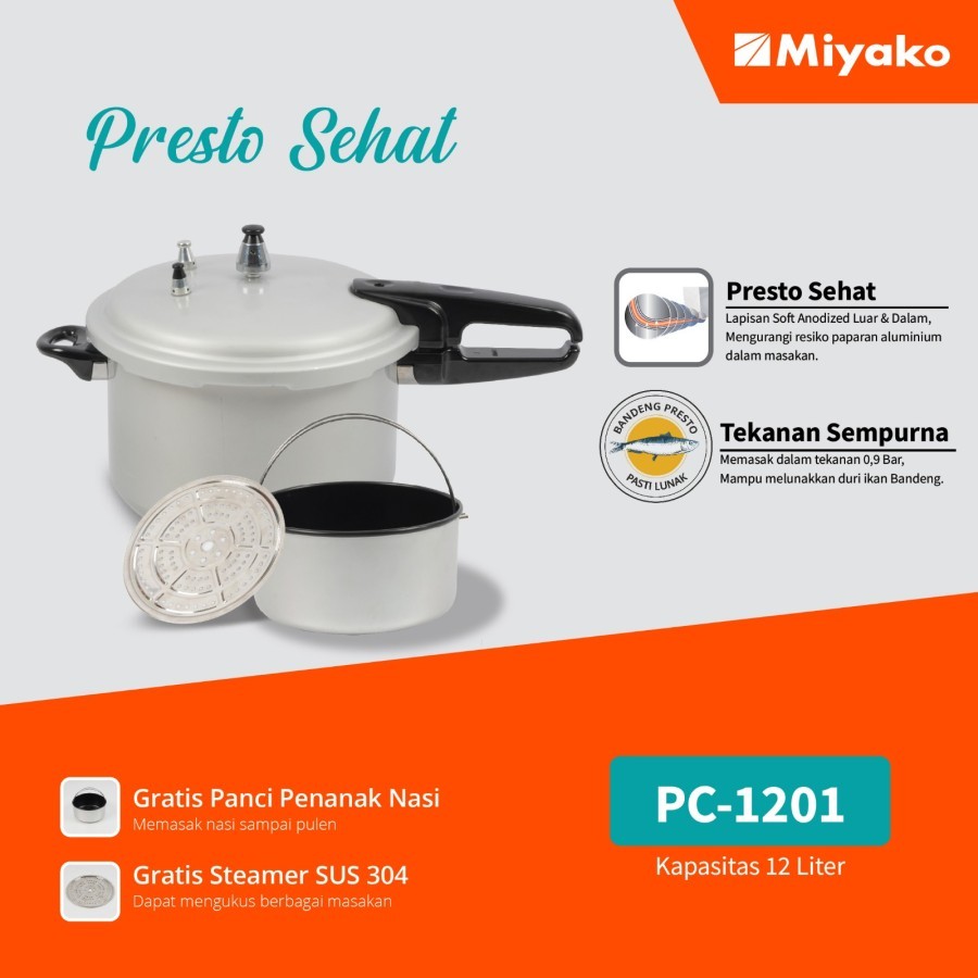 Jual Panci Presto Miyako Cookware PC1201 - Aluminium 12 Liter | Shopee Indonesia