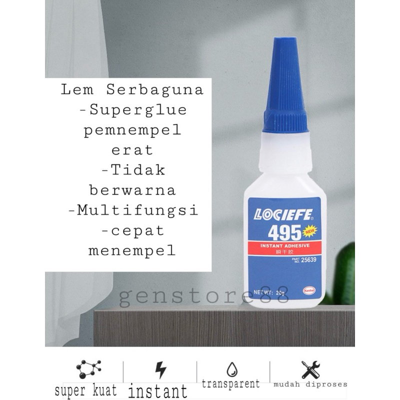 Jual LEM SERBAGUNA/SUPERGLUE LOCTIFE 495 20 GR LEM TERKUAT/ INSTANT ...
