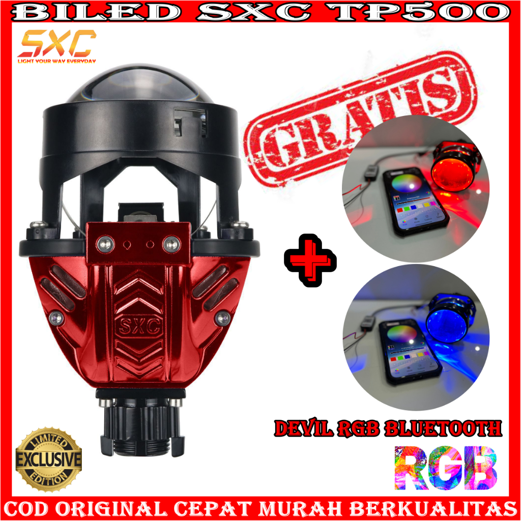 Jual ORIGINAL LAMPU UTAMA PROJECTOR BILED SXC TP500 2,5 INCHI 60 WATT BLUELENS BILED SXC PREMIUM ...