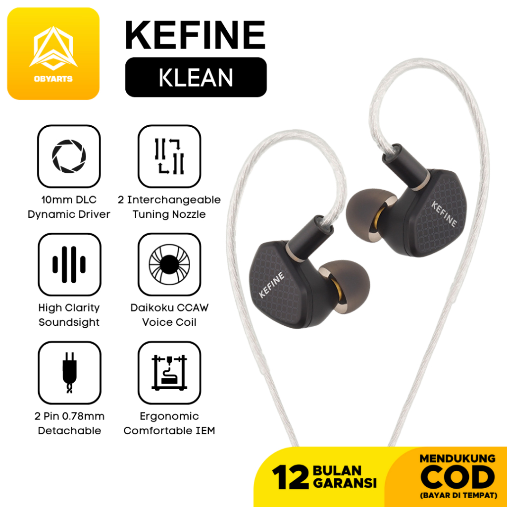 Jual KEFINE Klean In Ear Monitor Earphone 10mm DLC Diaphragm Dynamic ...